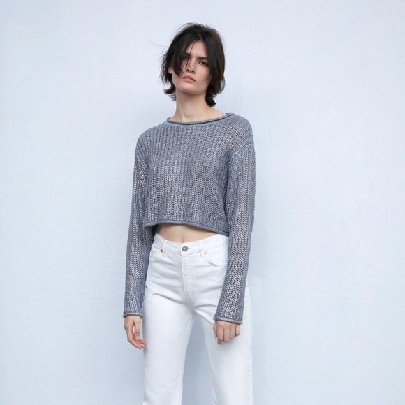 Zara | Sweaters | Zara Metallic Thread Knit Sweater | Poshmark